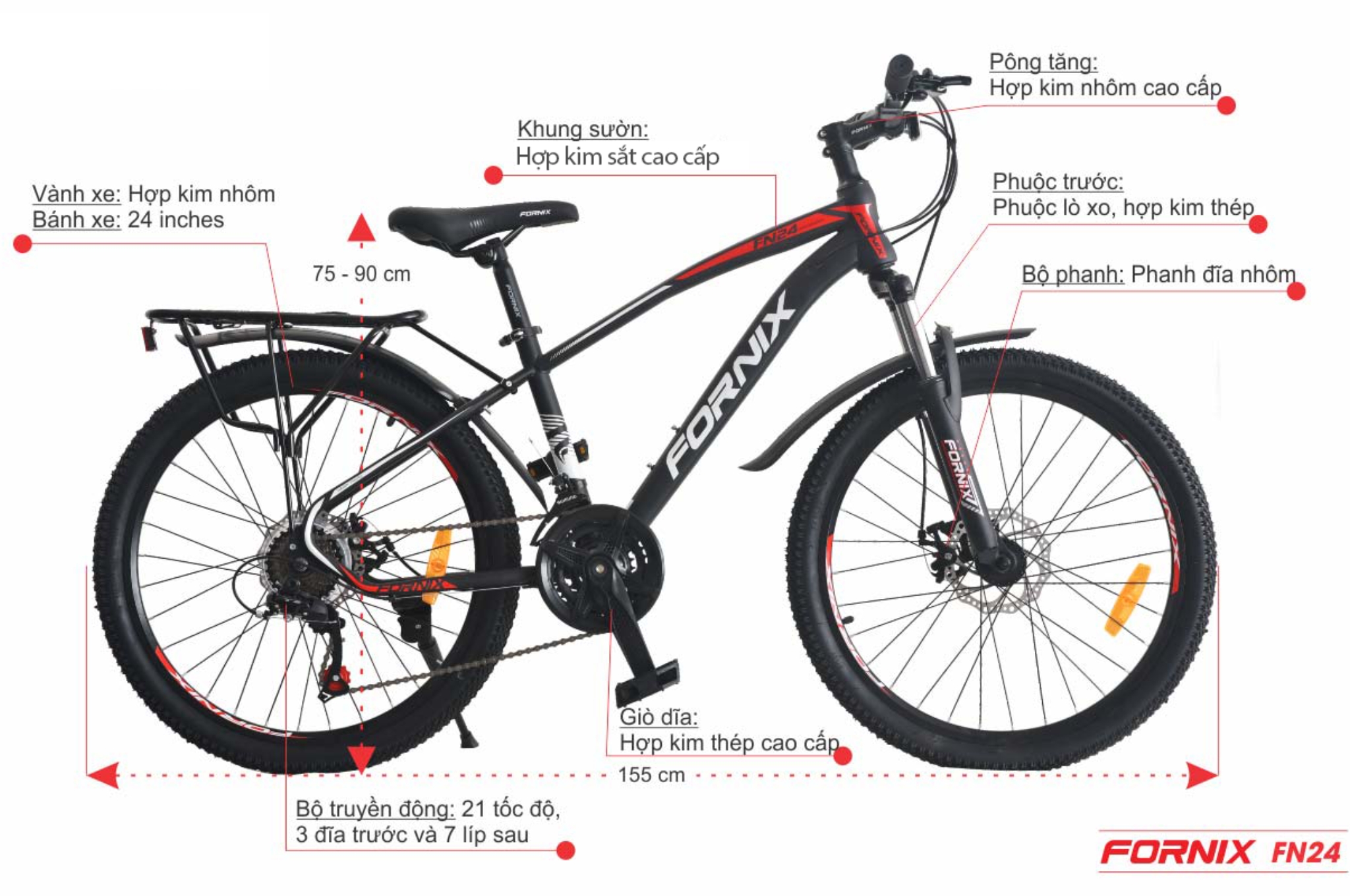 Xe Đạp Địa Hình Fornix FN24 24 Inch